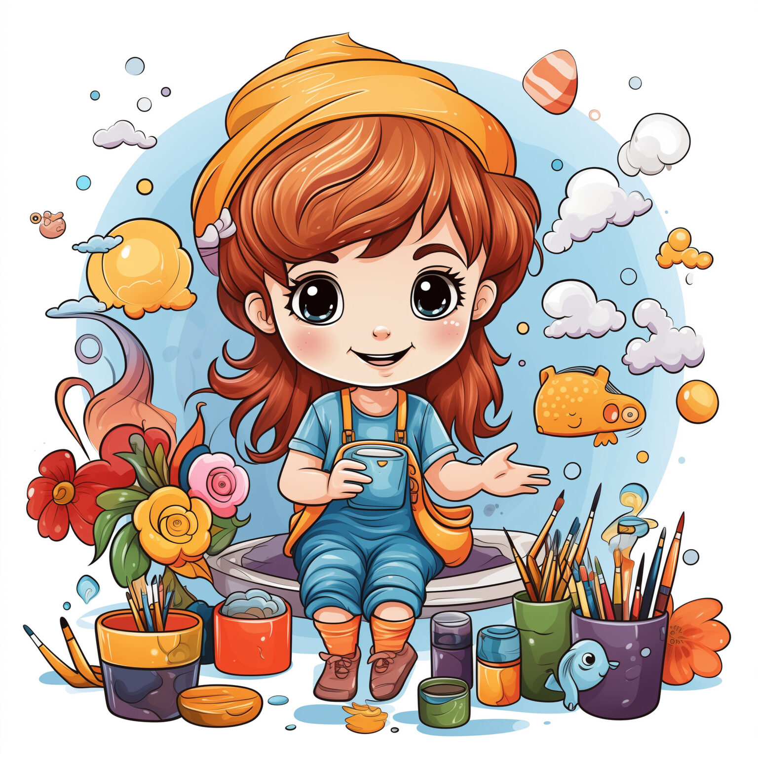 Little Girls With Different Hobbies Coloring Page coloring page