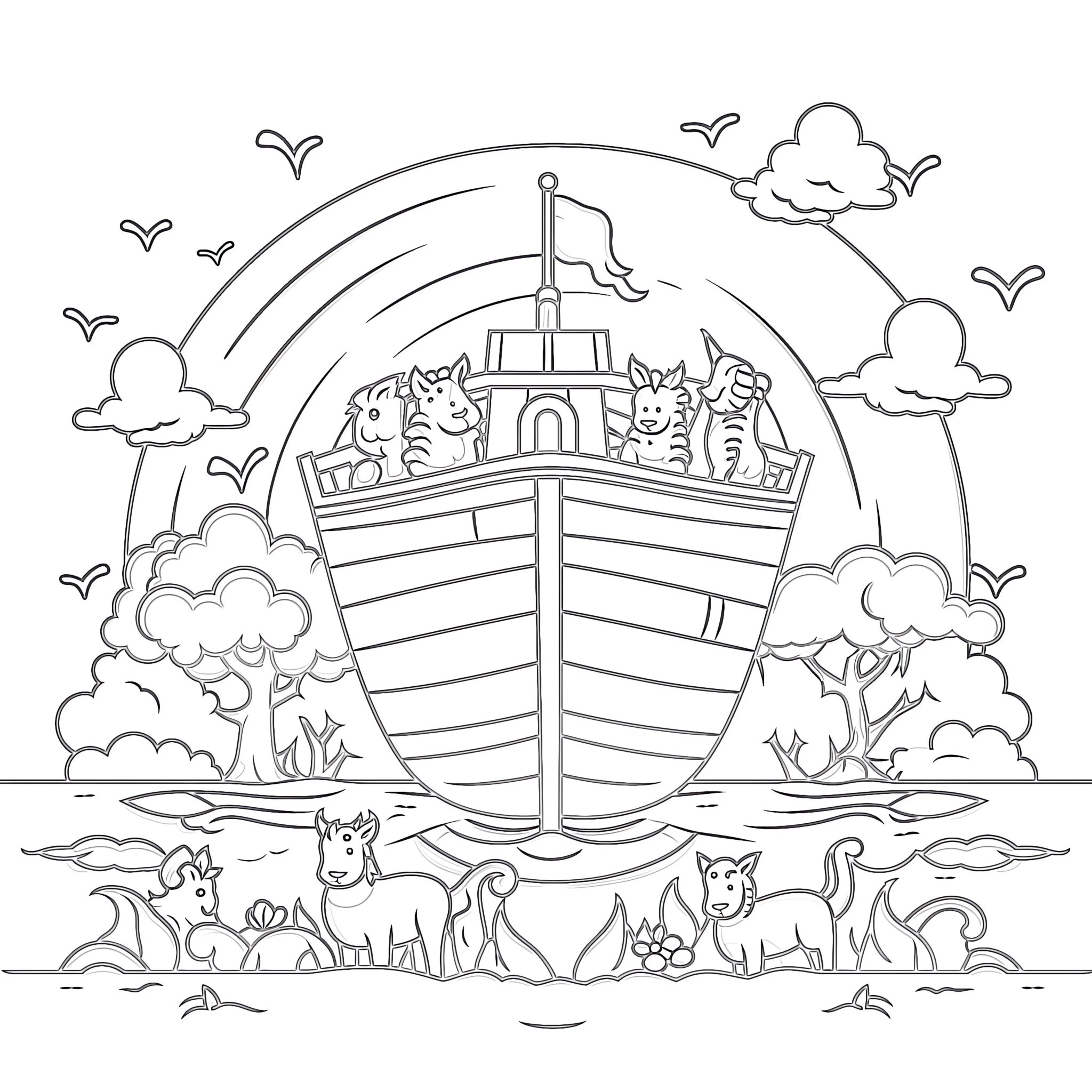 Noah and the Ark Coloring Page | Coloring Pages Mimi Panda