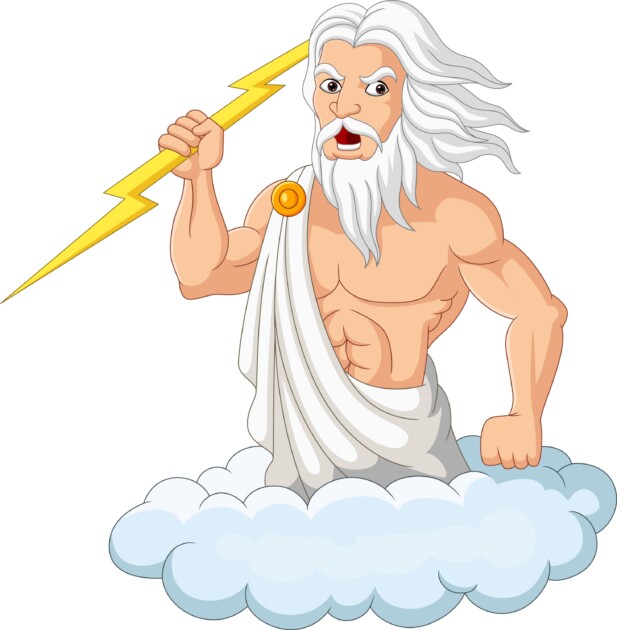 Cartoon Zeus Holding A Thunderbolt coloring page