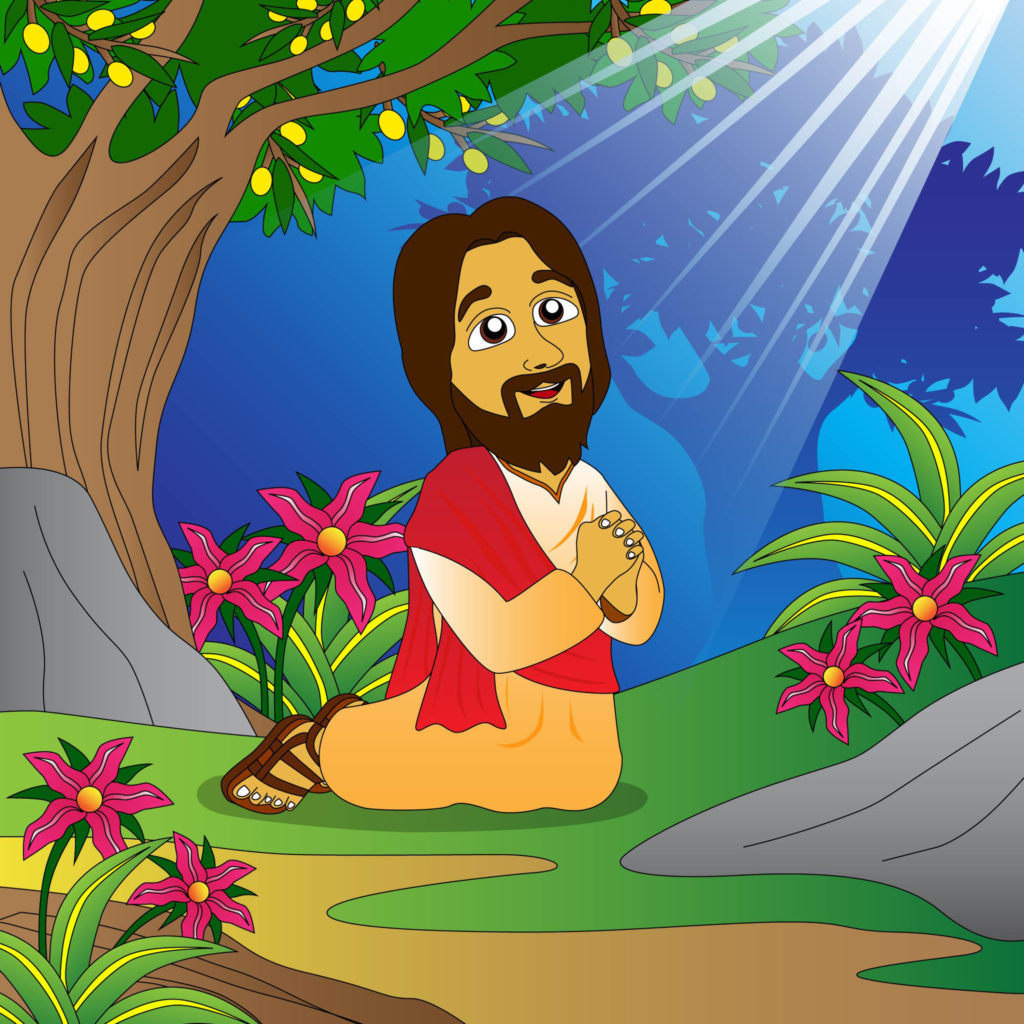 Jesus Prays In The Garden Of Gethsemane coloring page