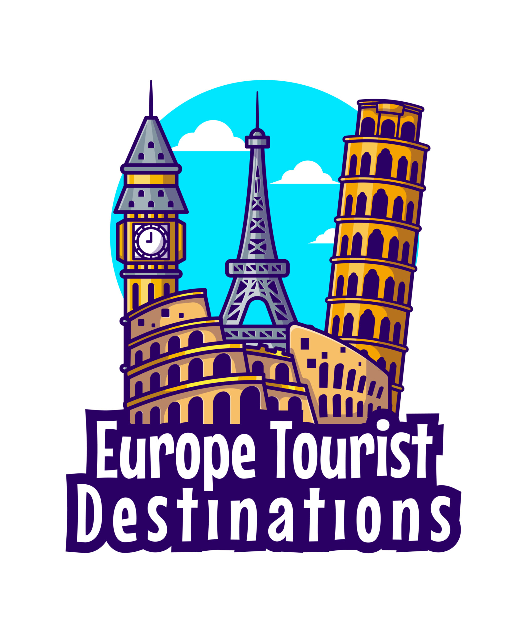 Printable Europe Tourist Destinations Coloring Page - Mimi Panda