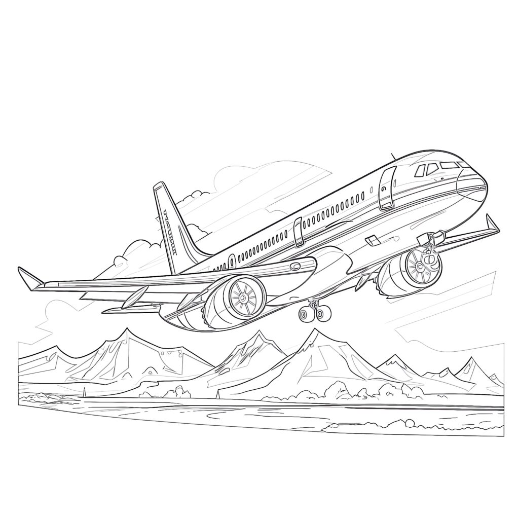 Passenger Airlines Coloring Page | Coloring Pages Mimi Panda