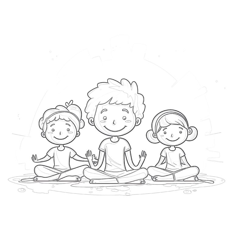 People Playing Yoga Coloring Page | Coloring Pages Mimi Panda