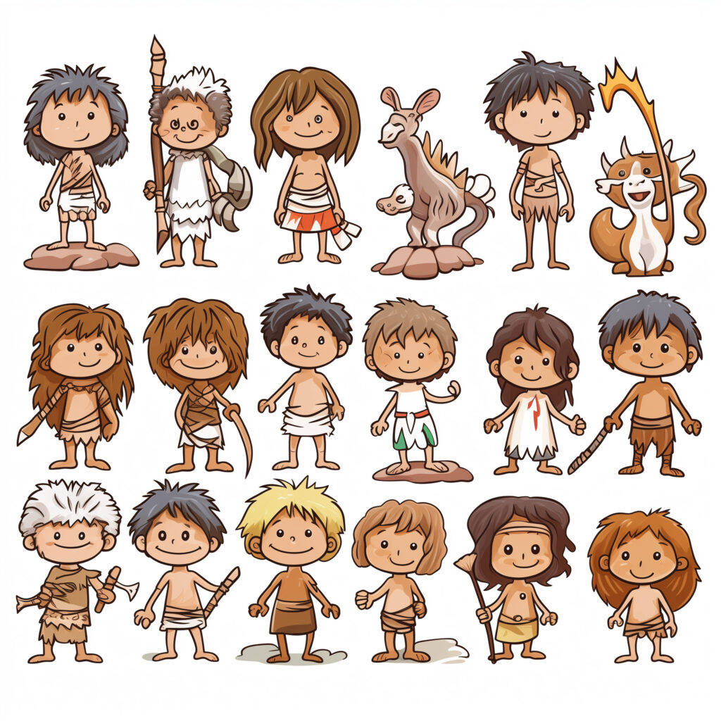 Primitive People Characters Prehistoric Stone Age | Coloring Pages Mimi ...