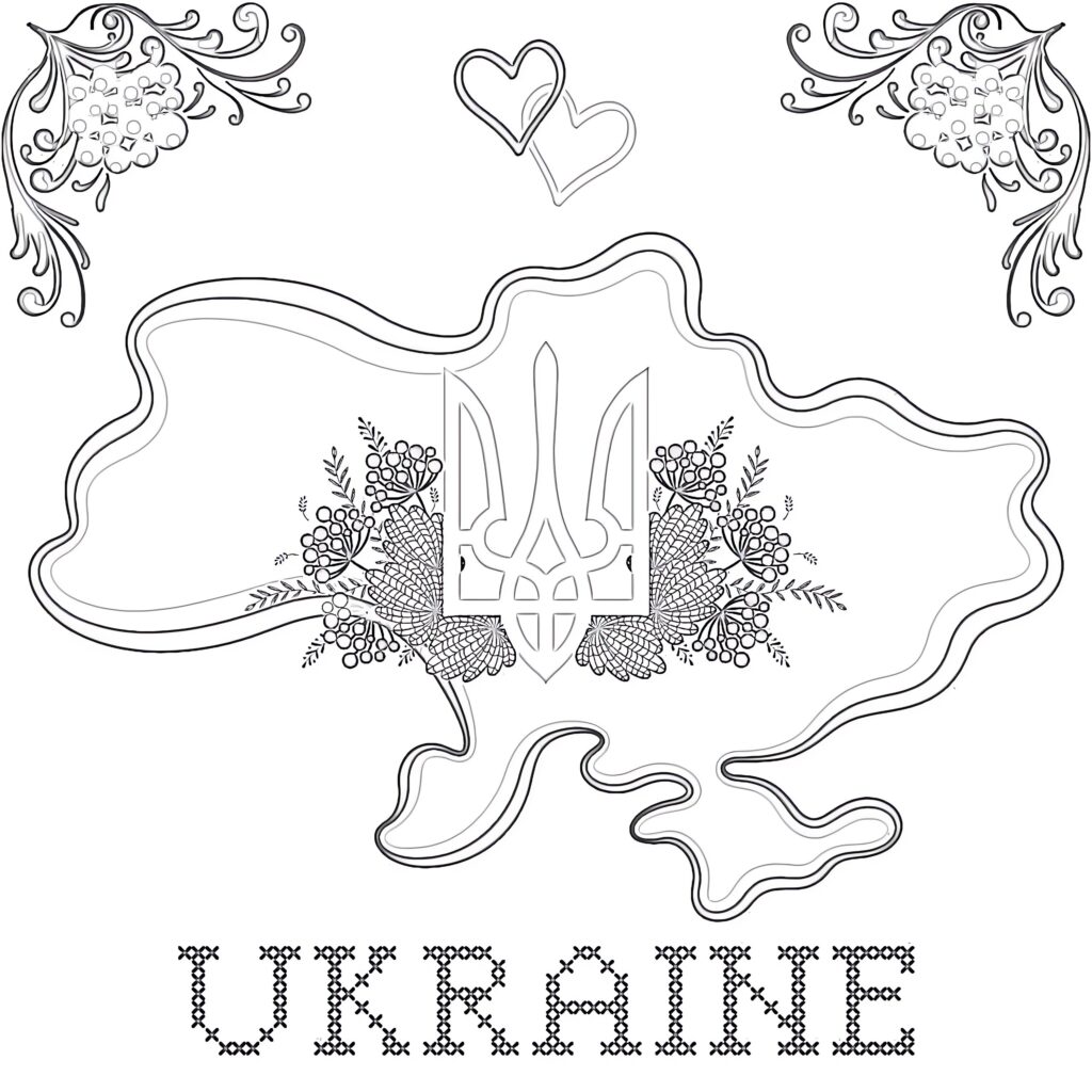 State Symbol Of Ukraine Trident Coloring Page | Coloring Pages Mimi Panda