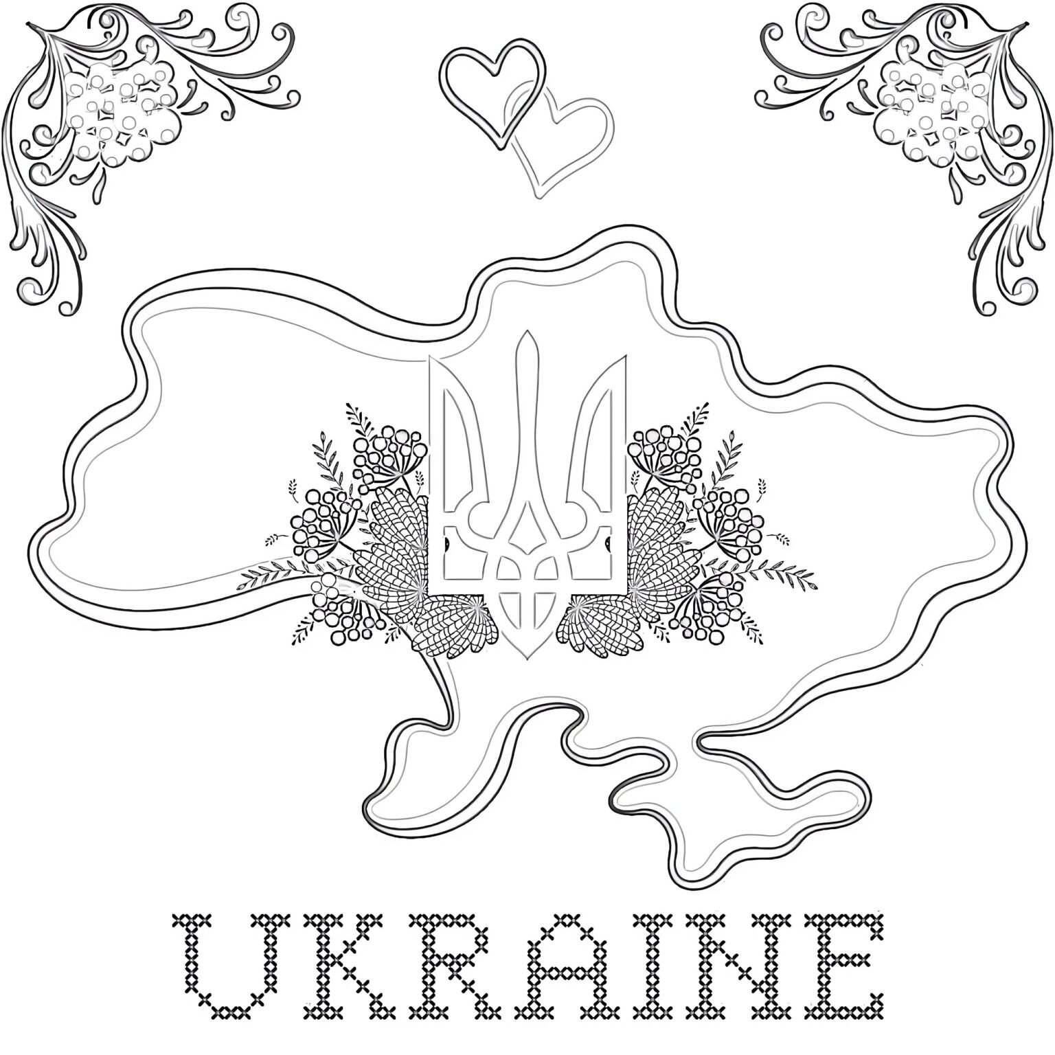 State Symbol Of Ukraine Trident Coloring Page | Coloring Pages Mimi Panda