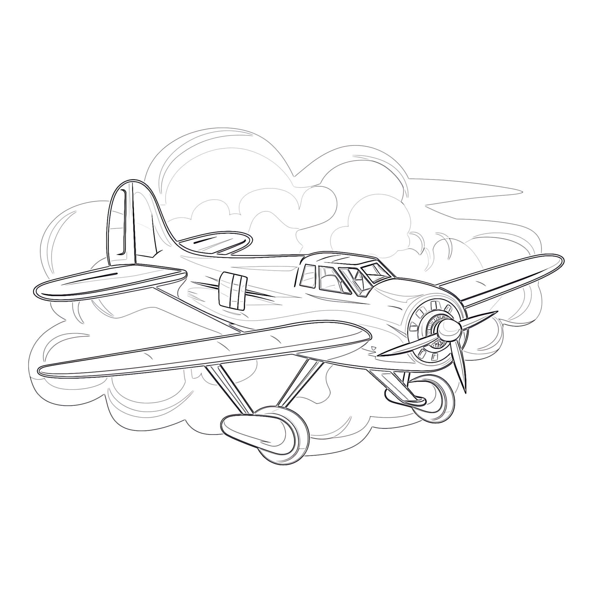 Simple Airplane Coloring Page | Coloring Pages Mimi Panda