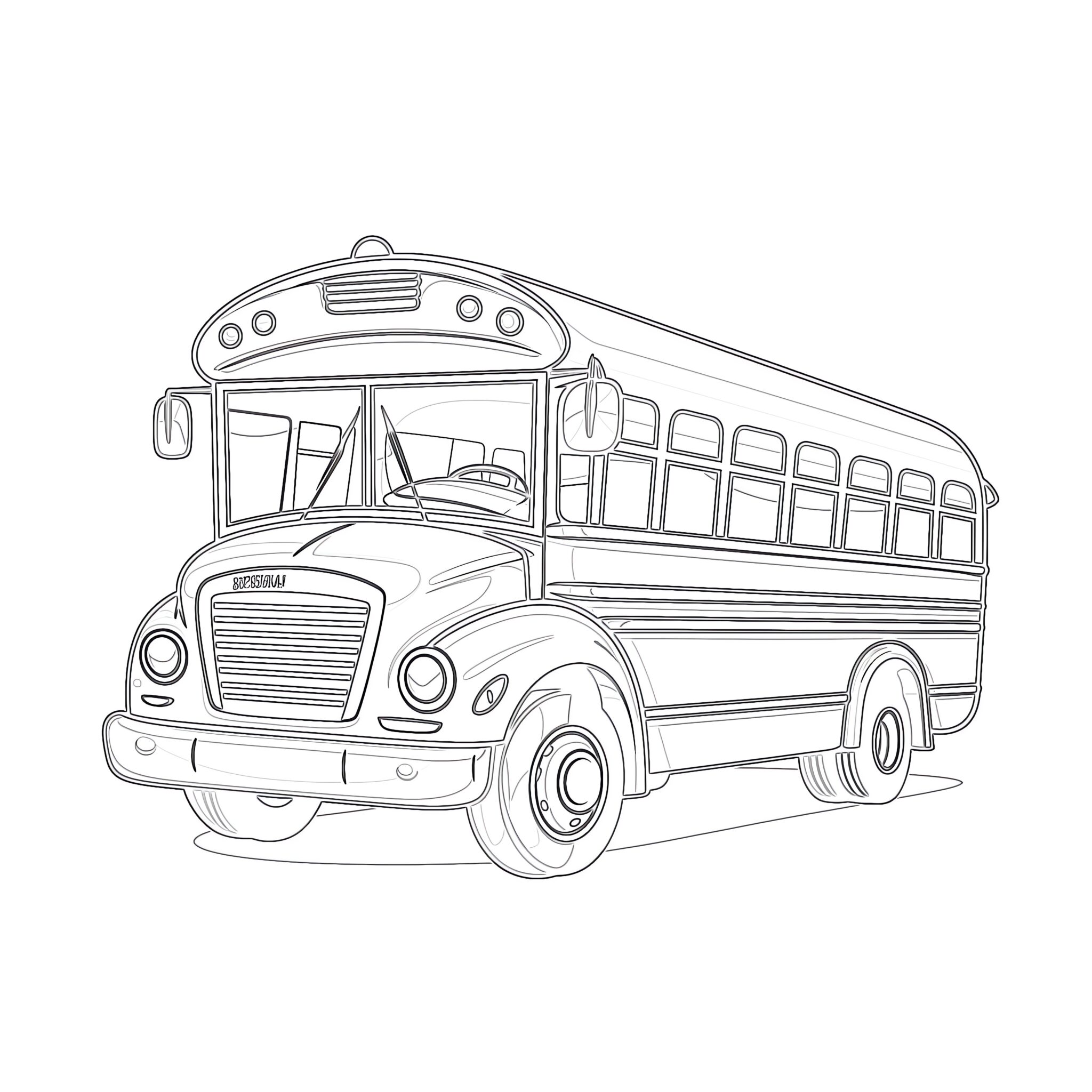 Yellow School Bus | Coloring Pages Mimi Panda