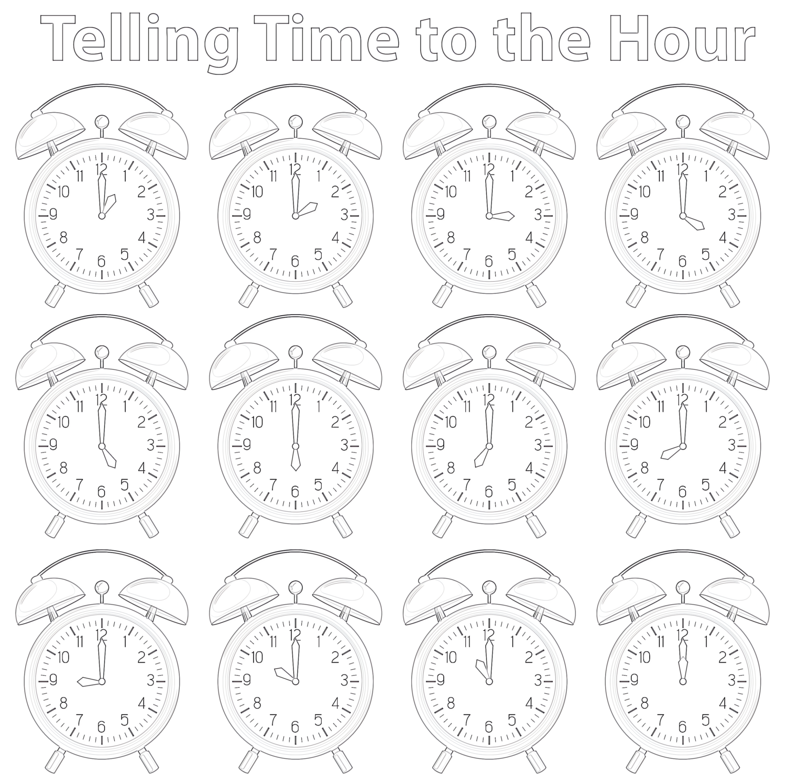 Printable Telling Time To The Hour Coloring Page - Mimi Panda