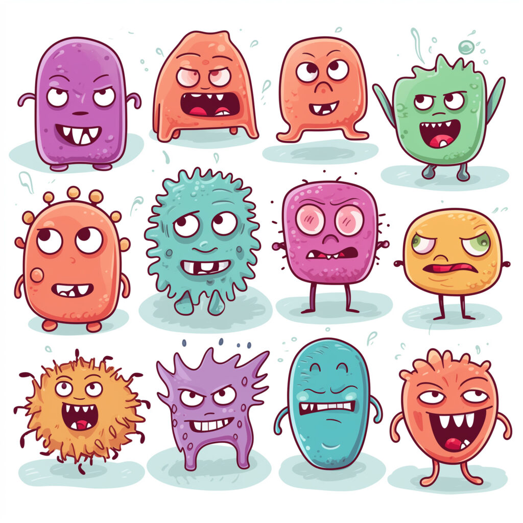Bacteria With Facial Expressions Coloring Page | Coloring Pages Mimi Panda