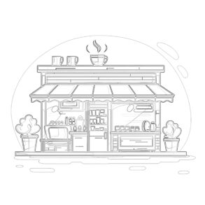 Printable Flower Shop Coloring Page - Mimi Panda