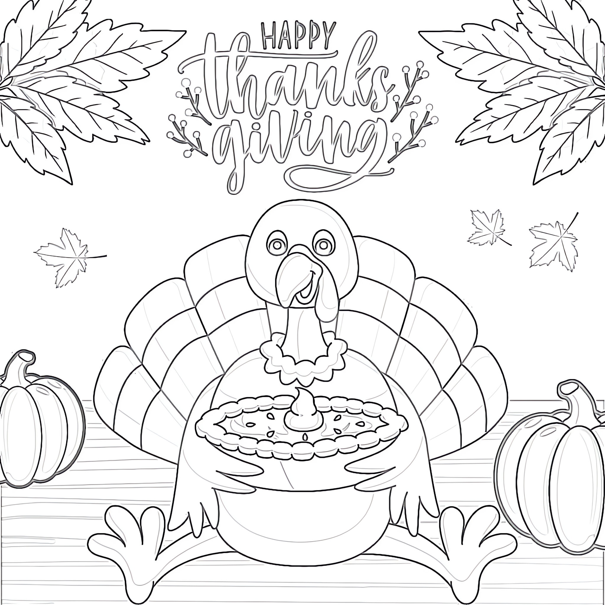 Printable Eat Pie And Give Thanks Coloring Page - Mimi Panda