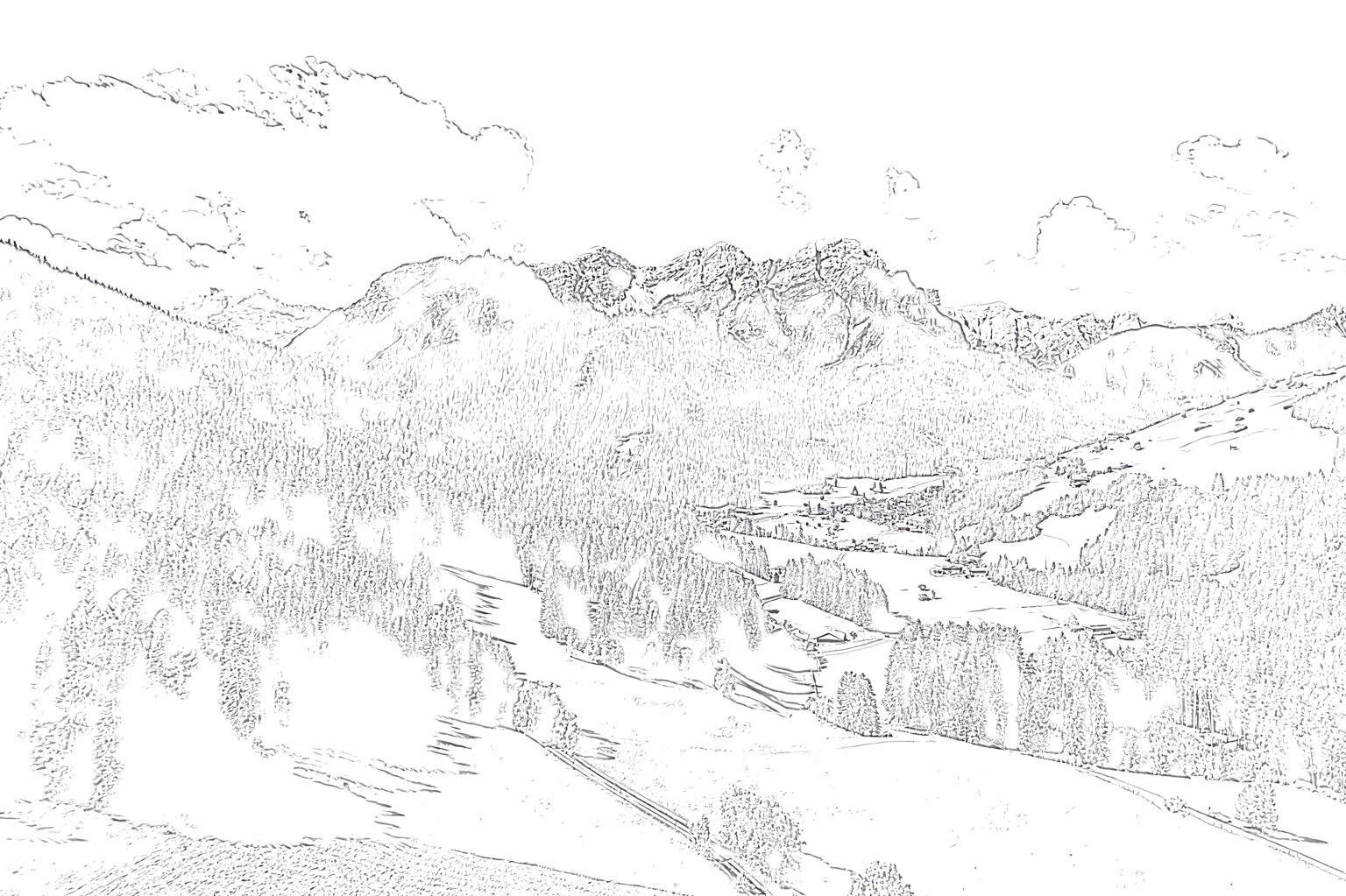 View Of The Beautiful Landscape In The Alps coloring page