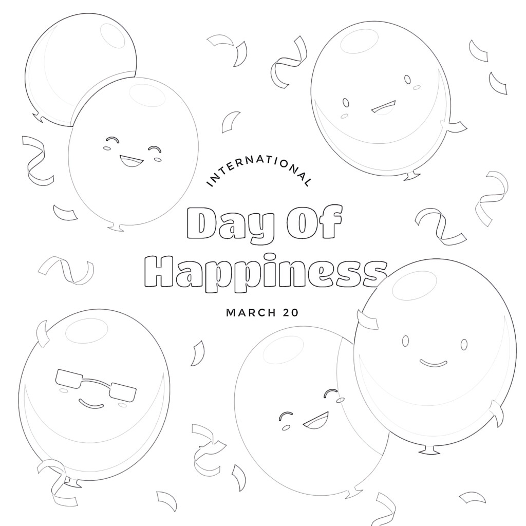 Printable Day Of Happiness Coloring Page - Mimi Panda
