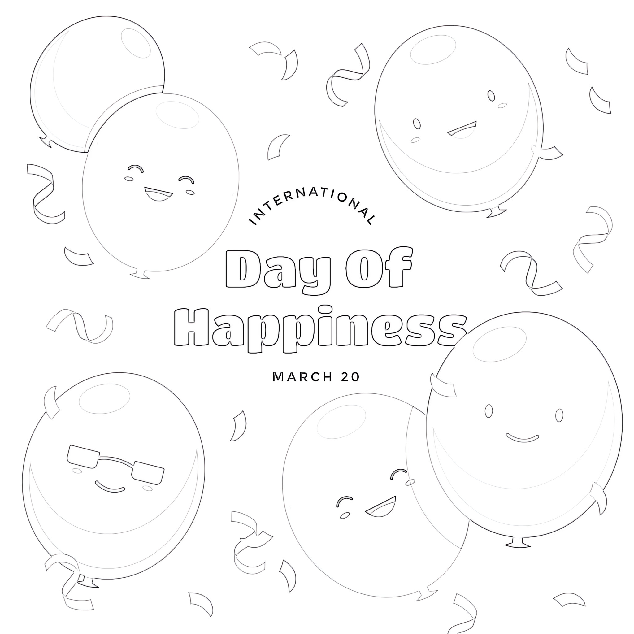Printable Day Of Happiness Coloring Page - Mimi Panda