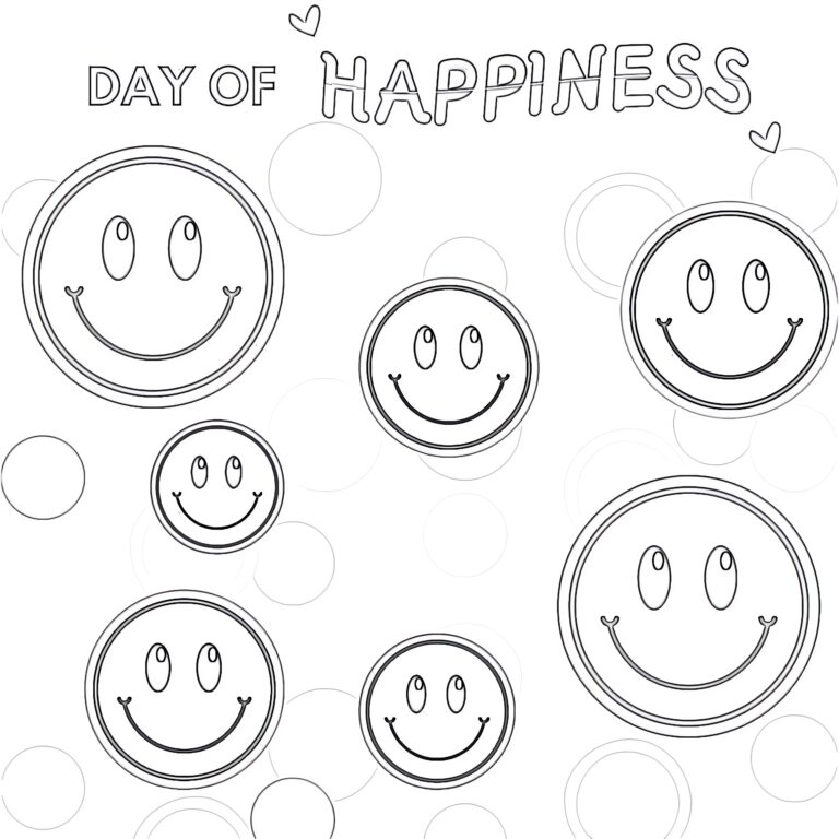 Day Of Happiness Coloring Page | Coloring Pages Mimi Panda