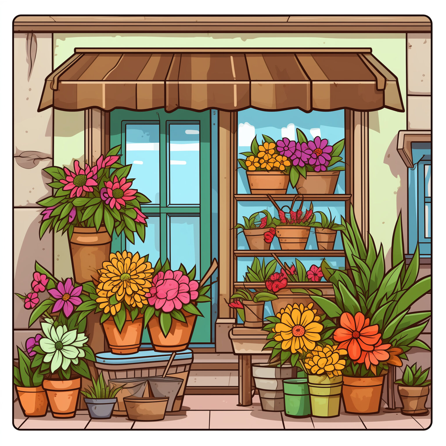 Flower Shop Coloring Page | Coloring Pages Mimi Panda