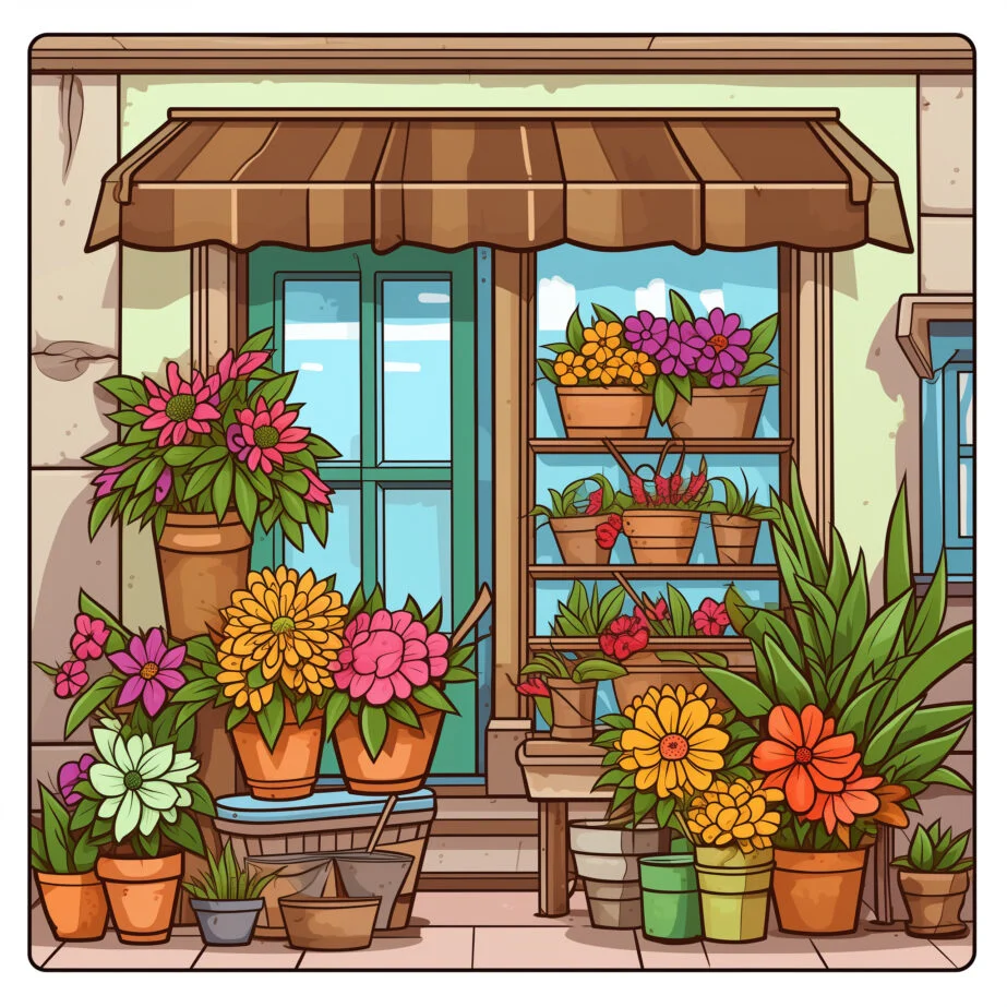 Flower Shop Coloring Page | Coloring Pages Mimi Panda