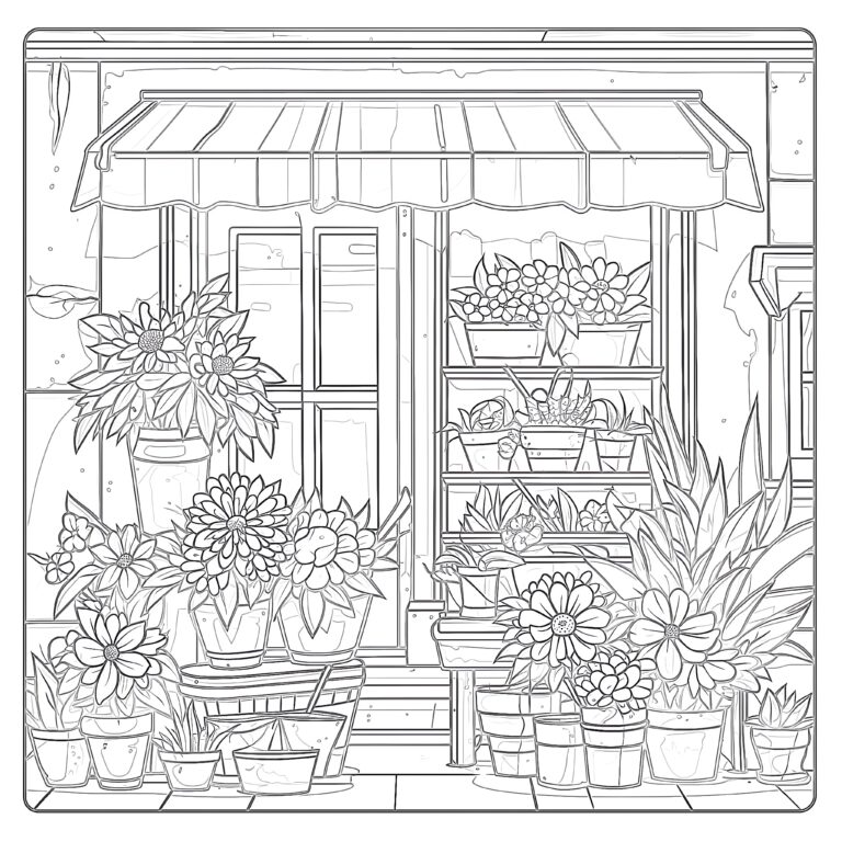 Flower Shop Coloring Page | Coloring Pages Mimi Panda