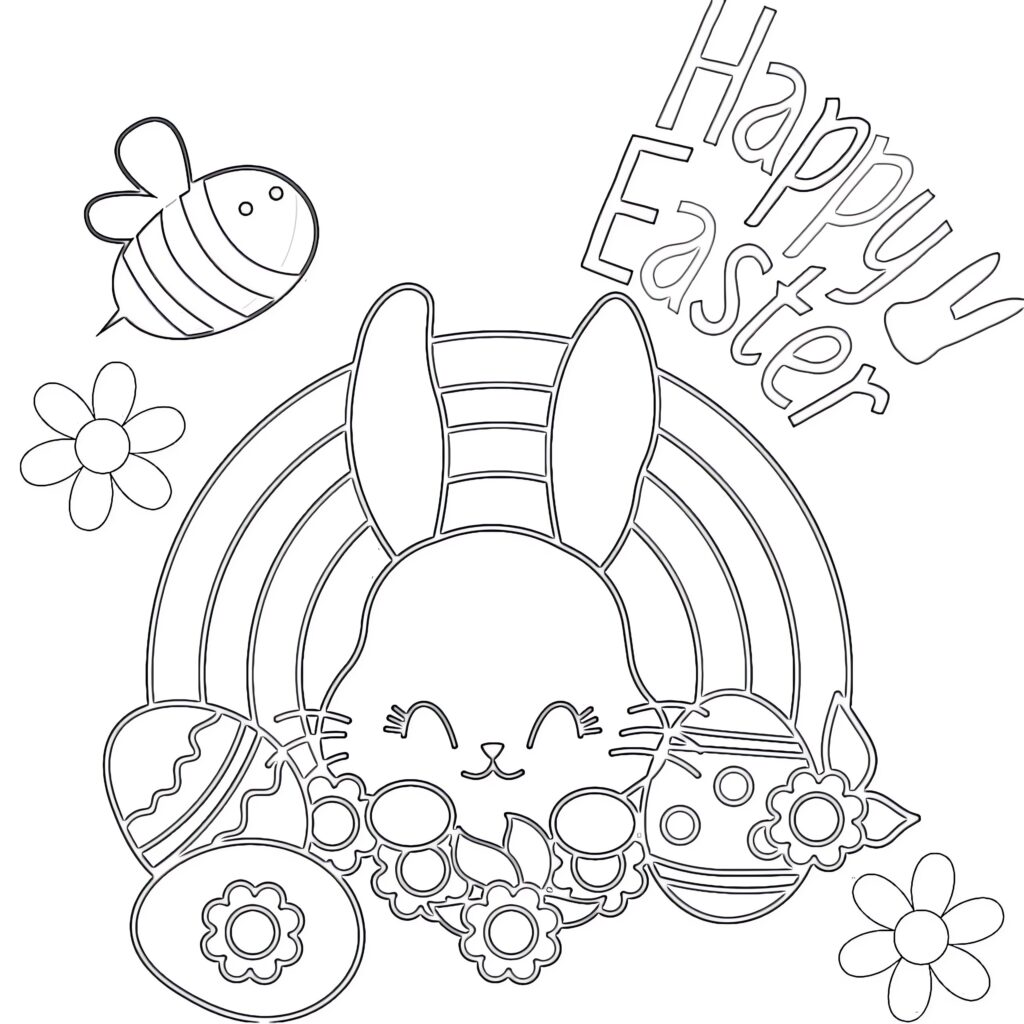 Happy Easter Day Coloring Page | Coloring Pages Mimi Panda