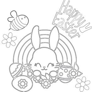 Printable Happy Easter Coloring Page - Mimi Panda