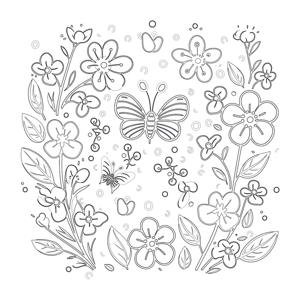 Hello Spring Coloring Page | Coloring Pages Mimi Panda