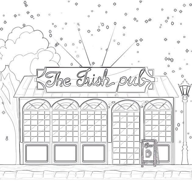 Irish Pub Coloring Page | Coloring Pages Mimi Panda