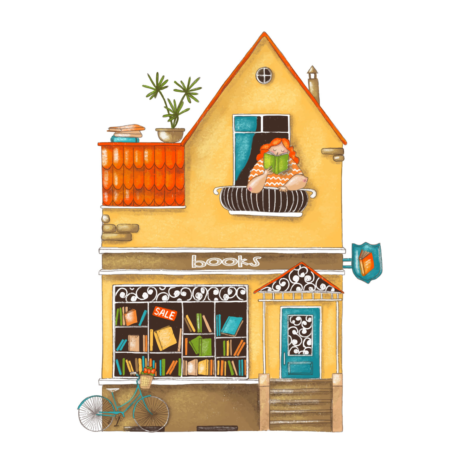 Printable Books Store Coloring Page - Mimi Panda