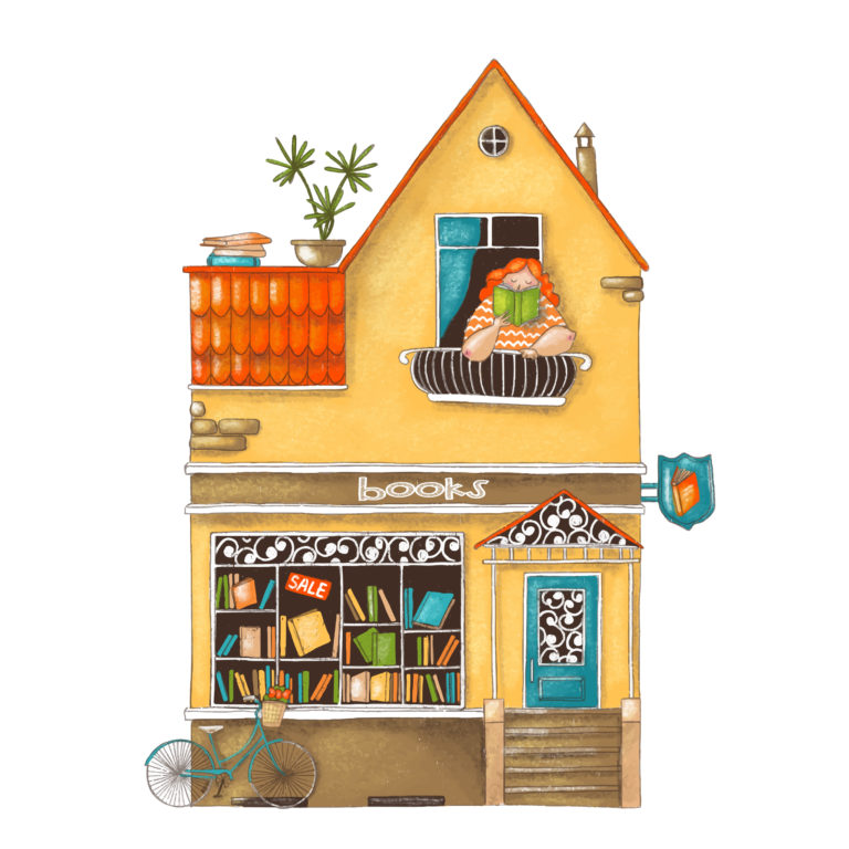 Printable Books Store Coloring Page - Mimi Panda