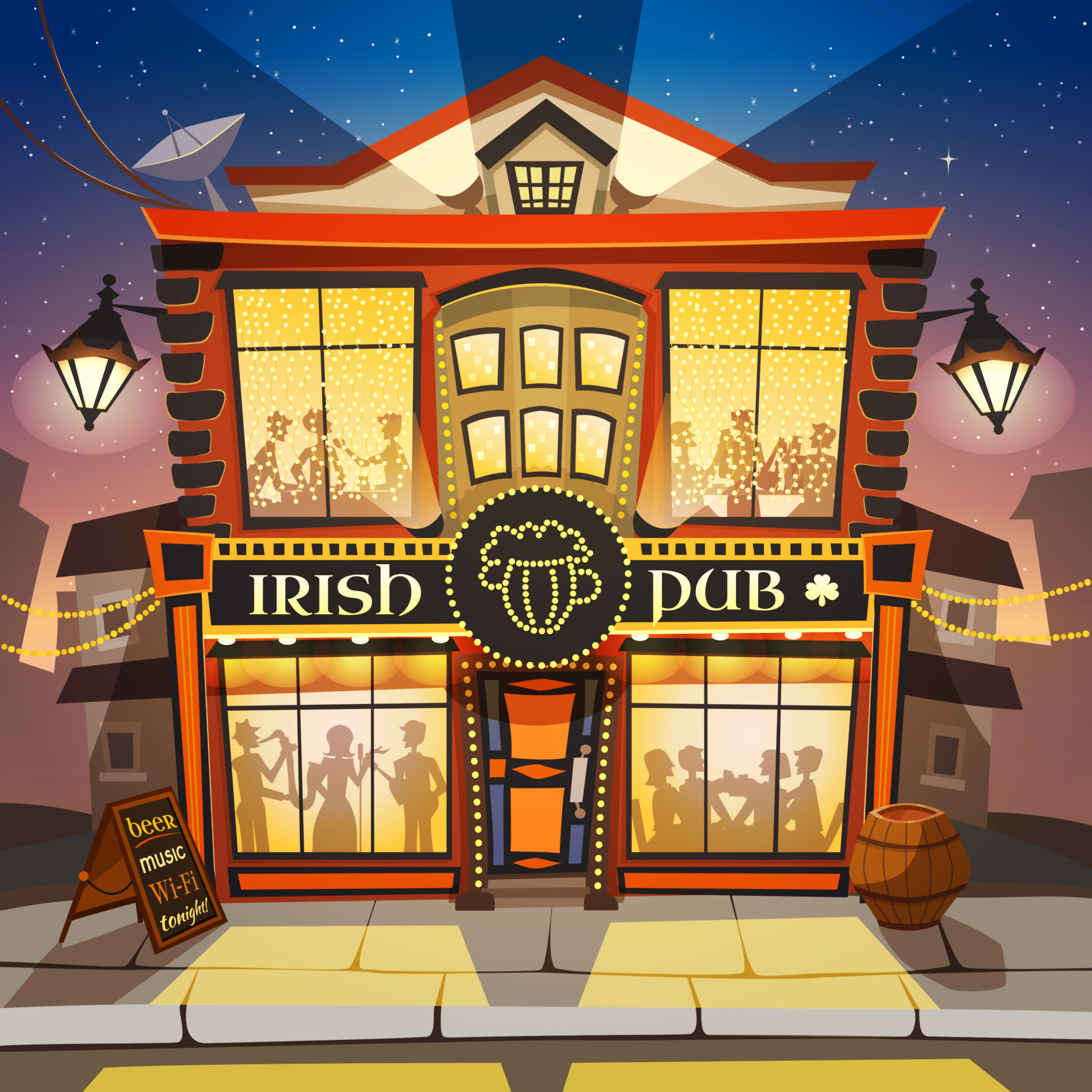 Printable Irish Pub Coloring Page - Mimi Panda