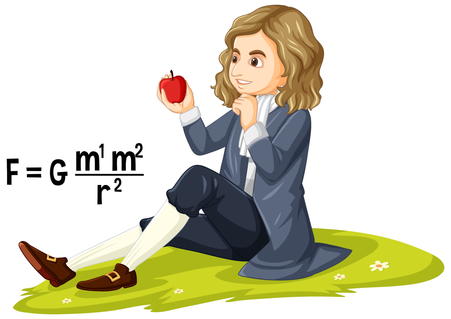 Sir Isaac Newton With Gravitation Theory coloring page