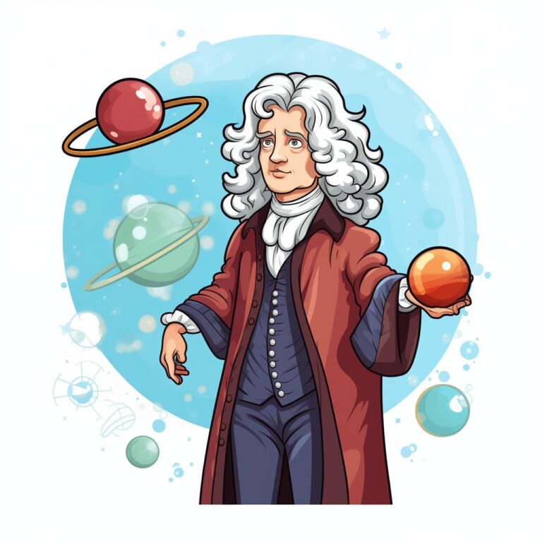 Sir Isaac Newton With Gravitation Theory | Coloring Pages Mimi Panda