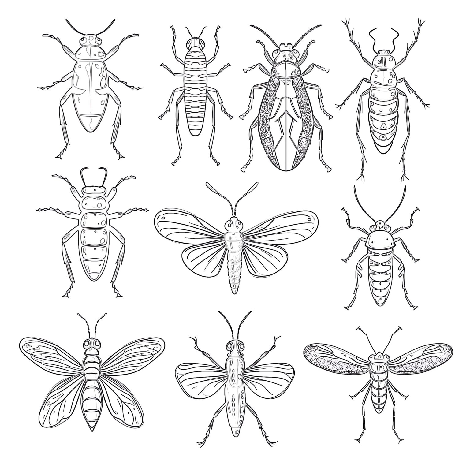 Cute Insects Coloring Page | Coloring Pages Mimi Panda