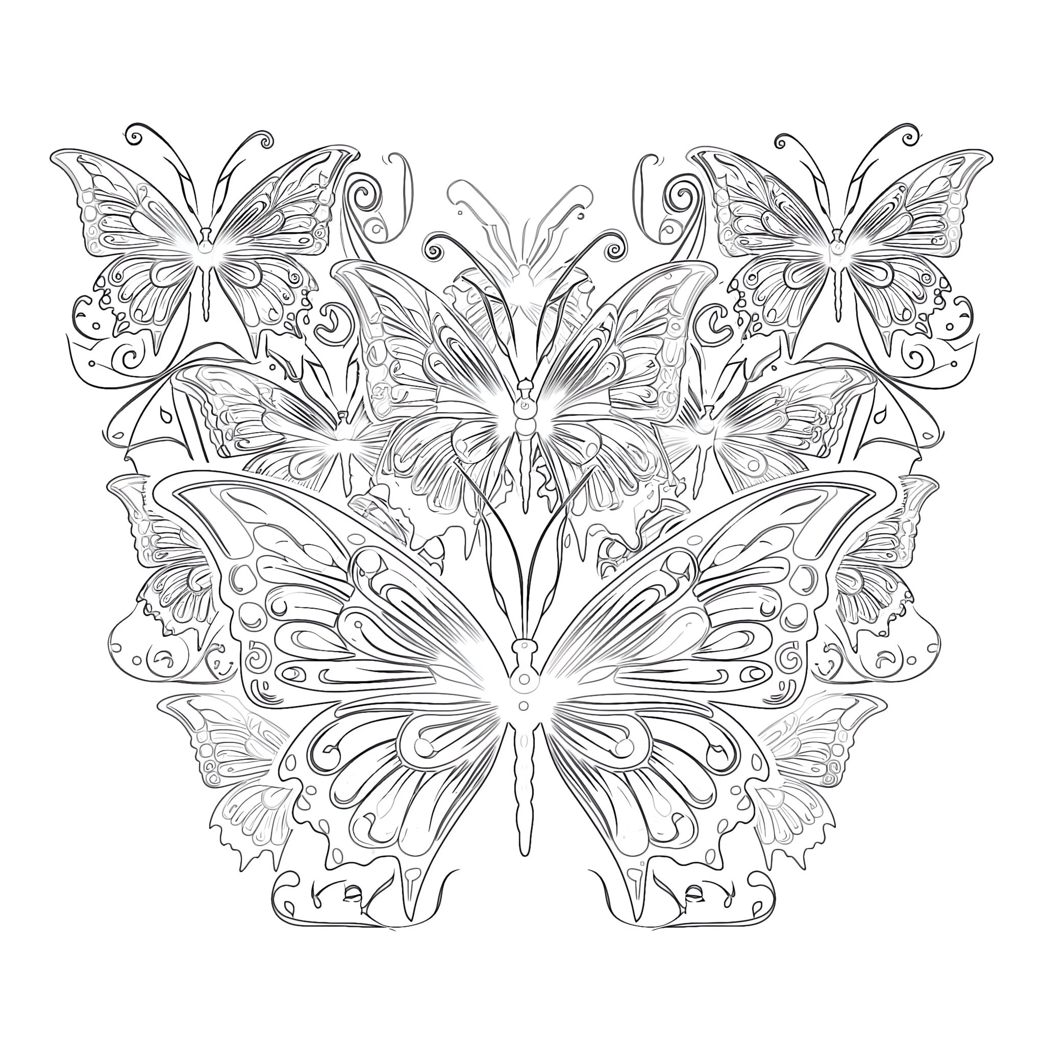 Colorful Butterflies Coloring Page | Coloring Pages Mimi Panda