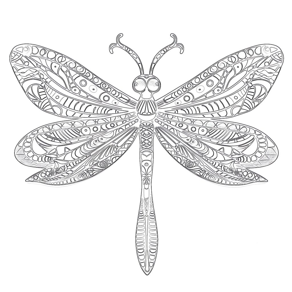 Colorful Dragonfly Zentangle Arts Coloring Page | Coloring Pages Mimi Panda