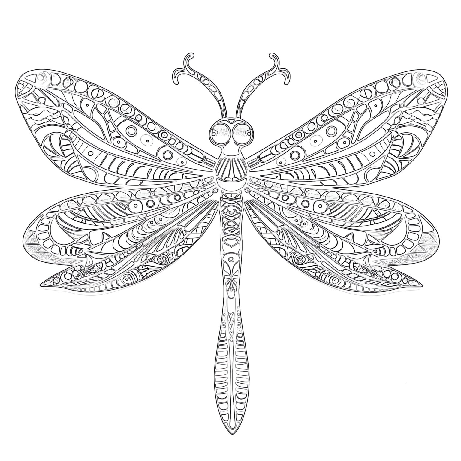 Colorful Dragonfly Zentangle Arts Coloring Page | Coloring Pages Mimi Panda