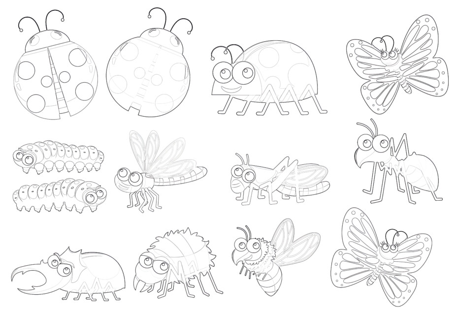 A Set Of Insect Coloring Page - Mimi Panda