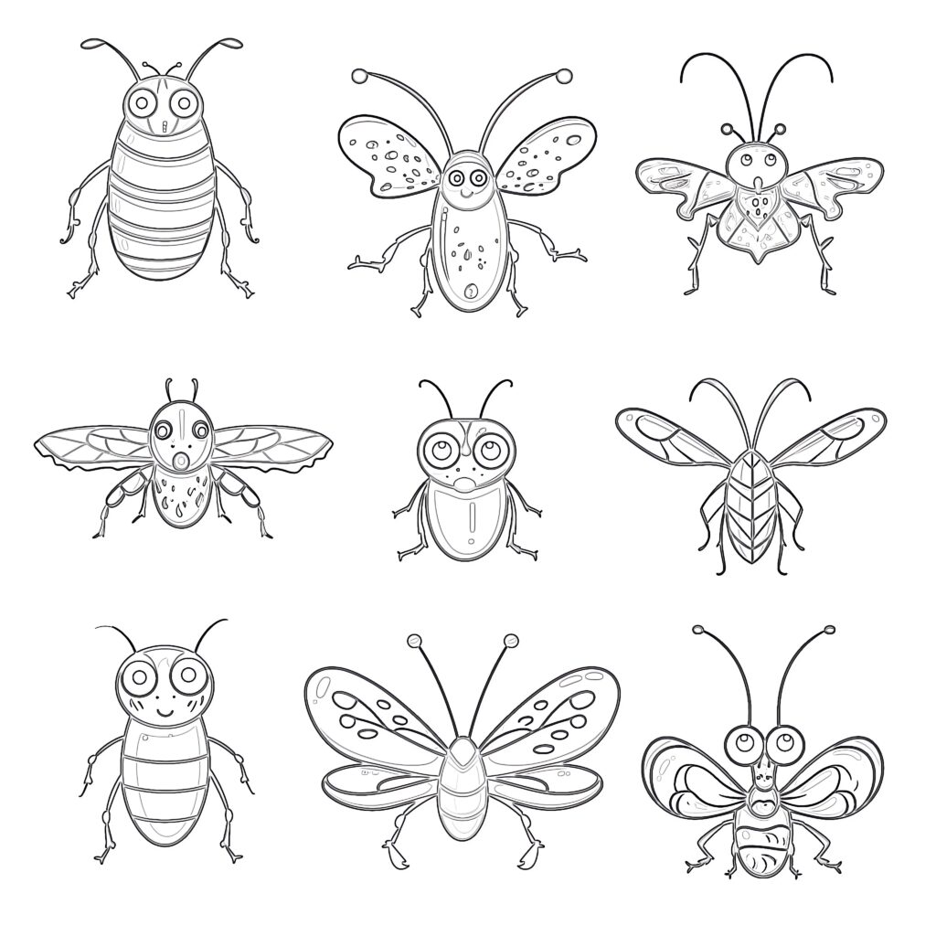 Cute Insects Coloring Page | Coloring Pages Mimi Panda