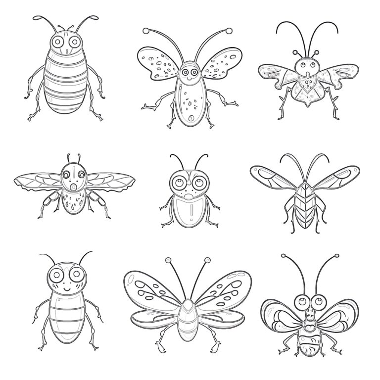 Cute Insects Coloring Page | Coloring Pages Mimi Panda