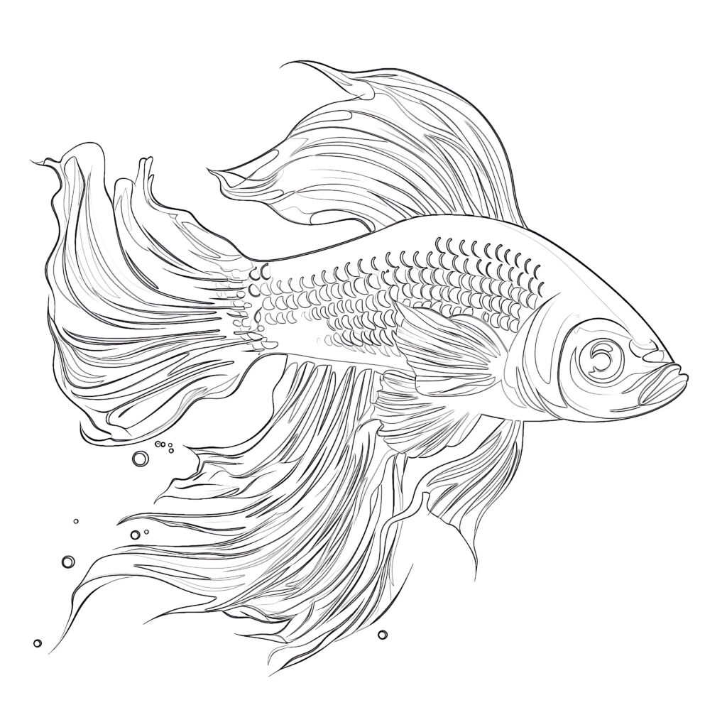 Fighting Fish Coloring Page | Coloring Pages Mimi Panda