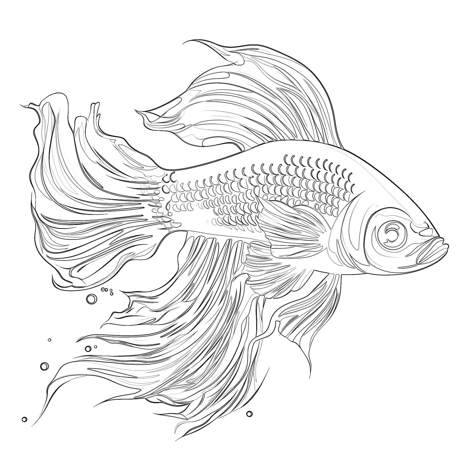 Koi Fish in Vintage Style Coloring Page | Coloring Pages Mimi Panda