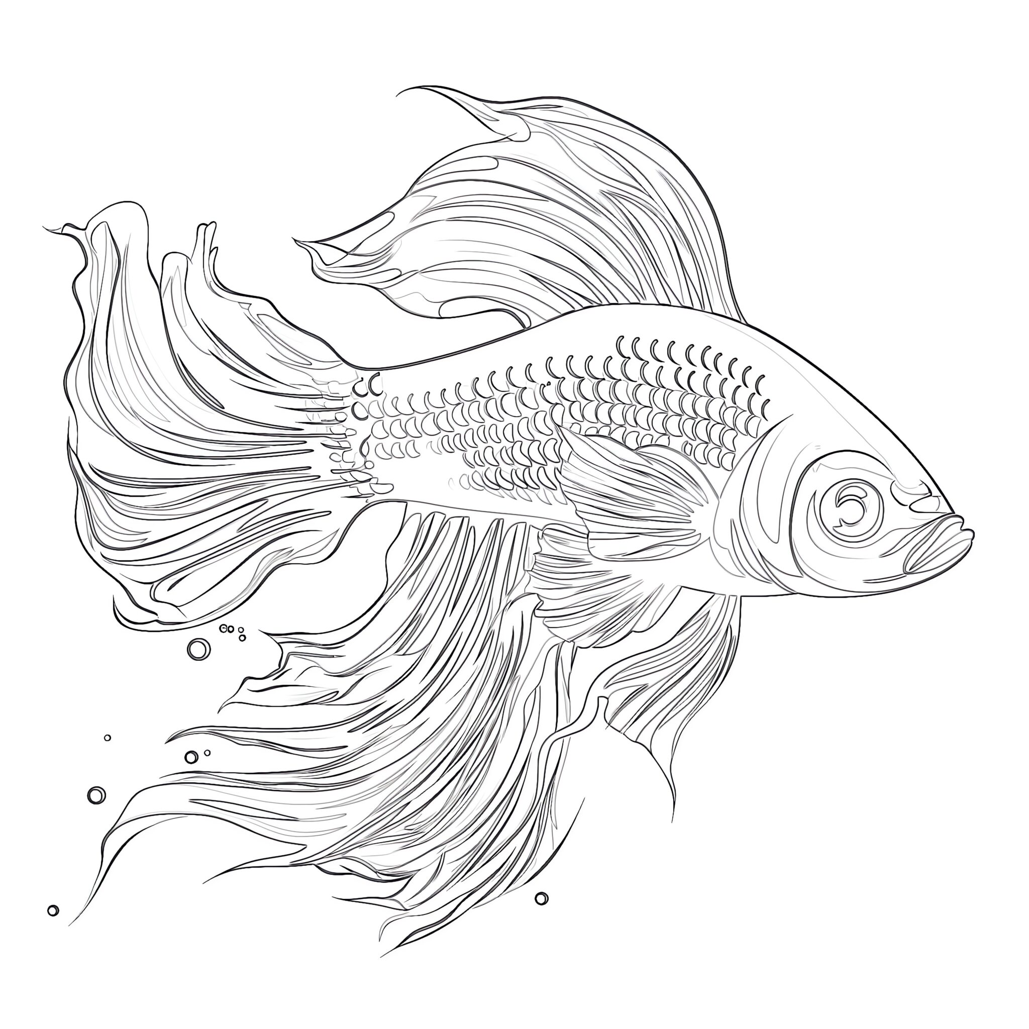 Fighting Fish Coloring Page | Coloring Pages Mimi Panda