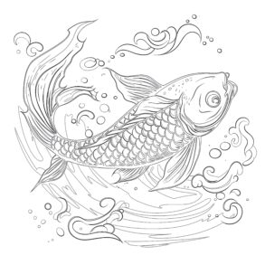 koi pond coloring pages