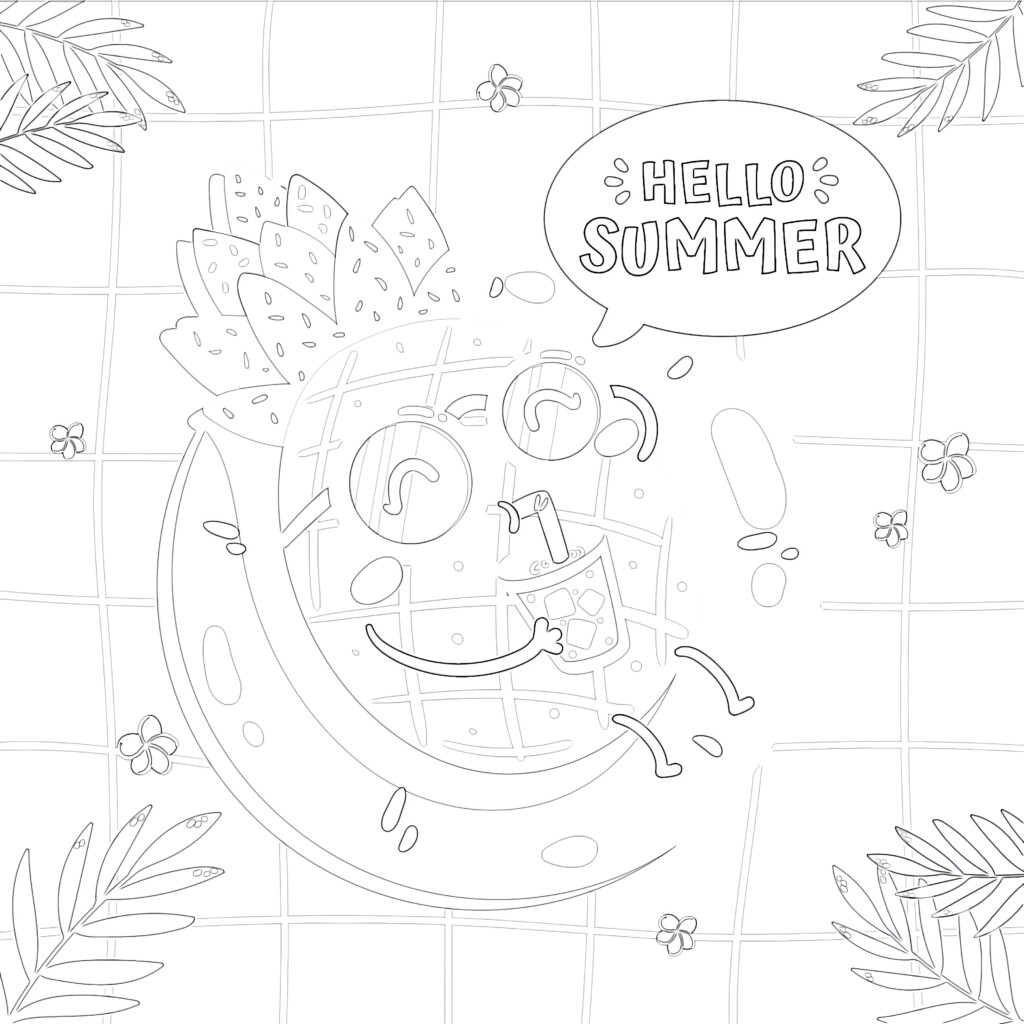 Printable Surfer Girl With Surfboard Coloring Page - Mimi Panda
