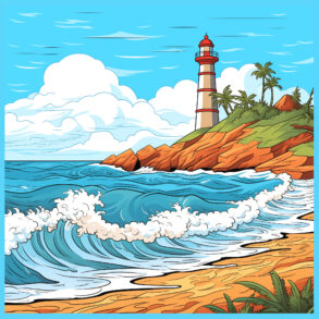 Beach And Sea Coloring Page | Coloring Pages Mimi Panda
