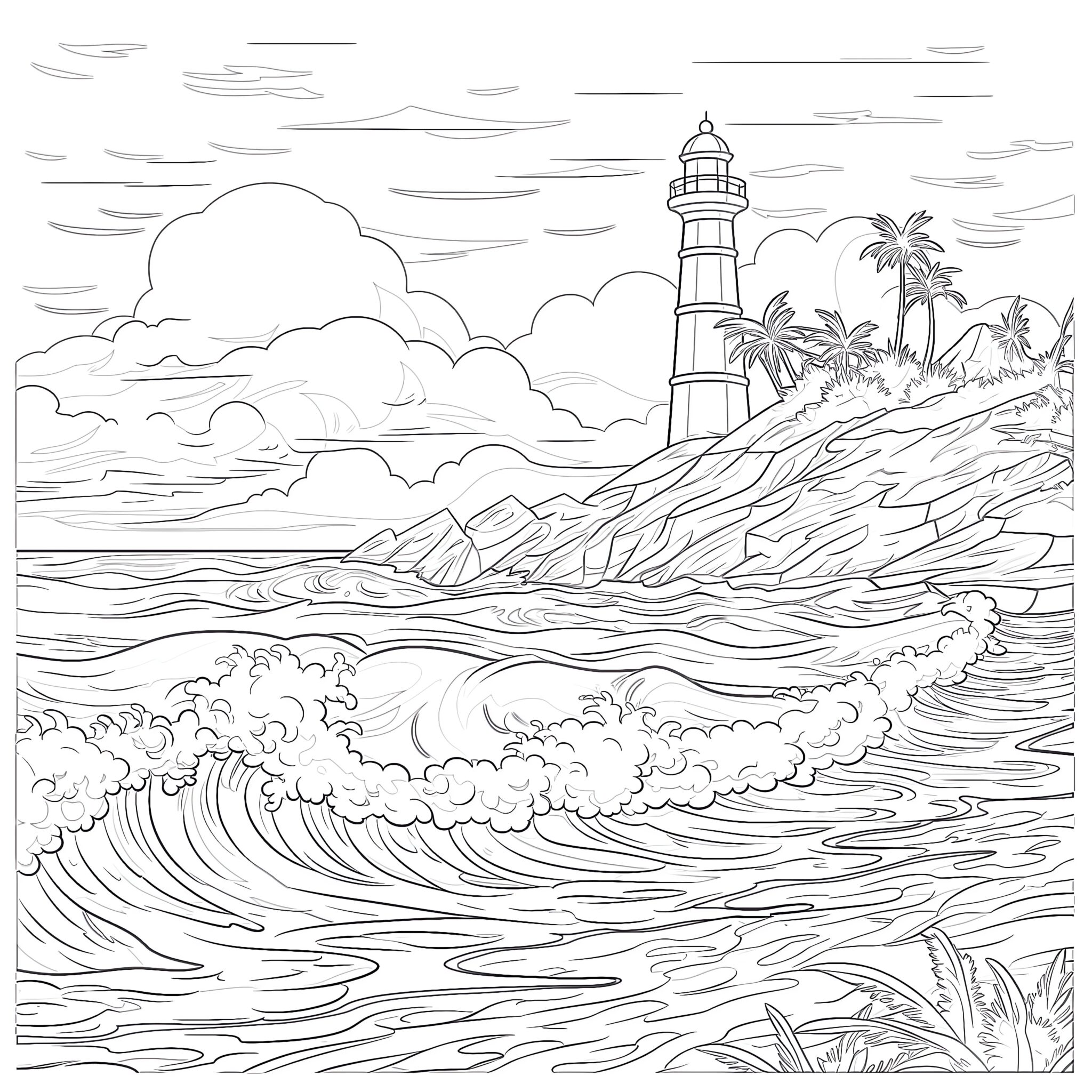 Beach And Sea Coloring Page | Coloring Pages Mimi Panda