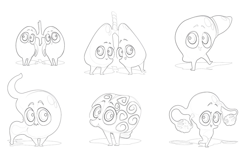 Printable Cute Human Organs Coloring Page - Mimi Panda