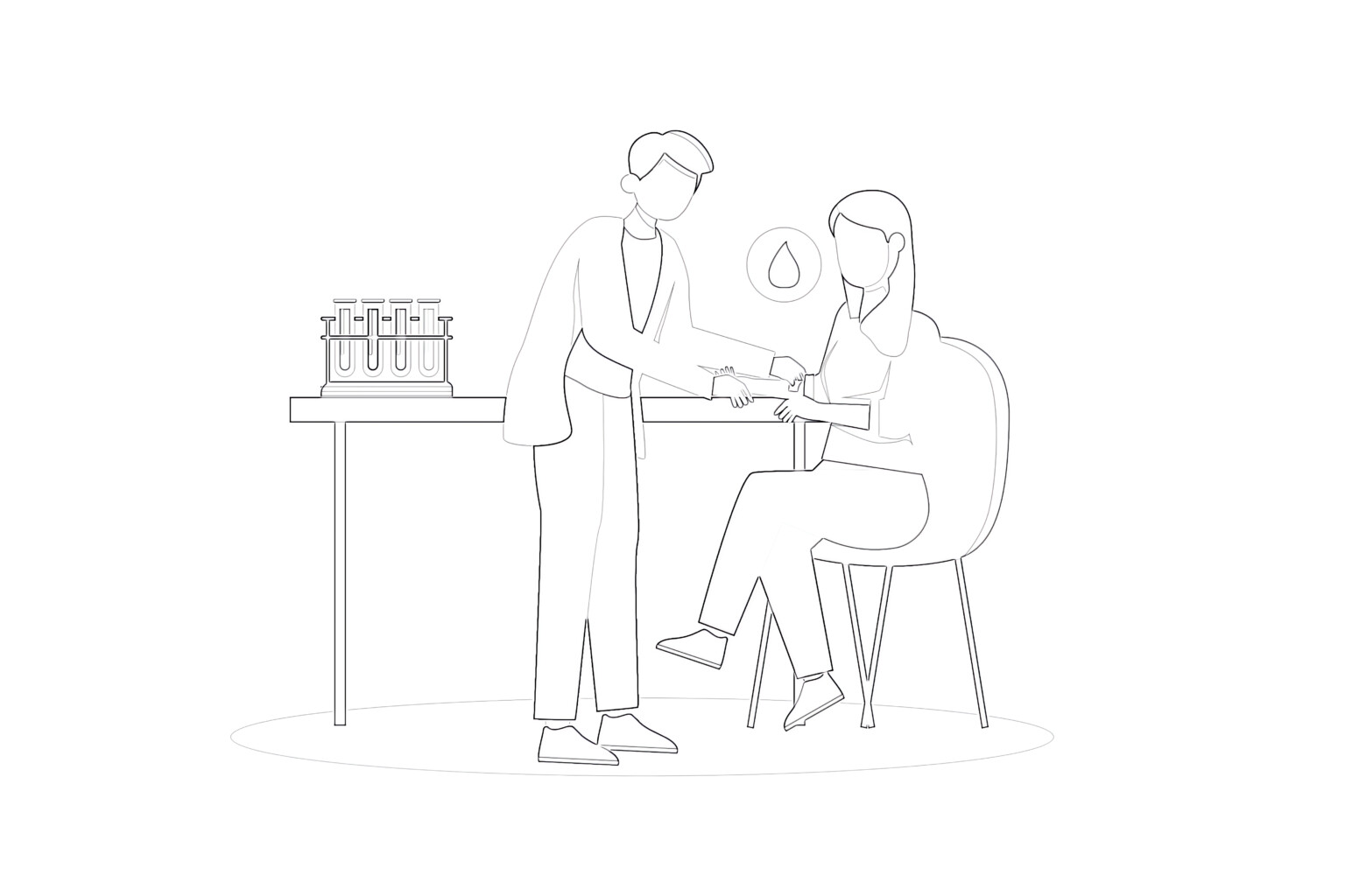 Printable Doctor And Blood Sampling Coloring Page - Mimi Panda