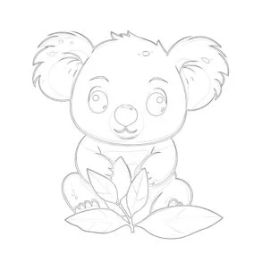 Cute Little Koala Coloring Page | Coloring Page Mimi Panda