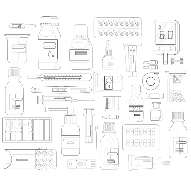 Printable Medical Set Coloring Page - Mimi Panda